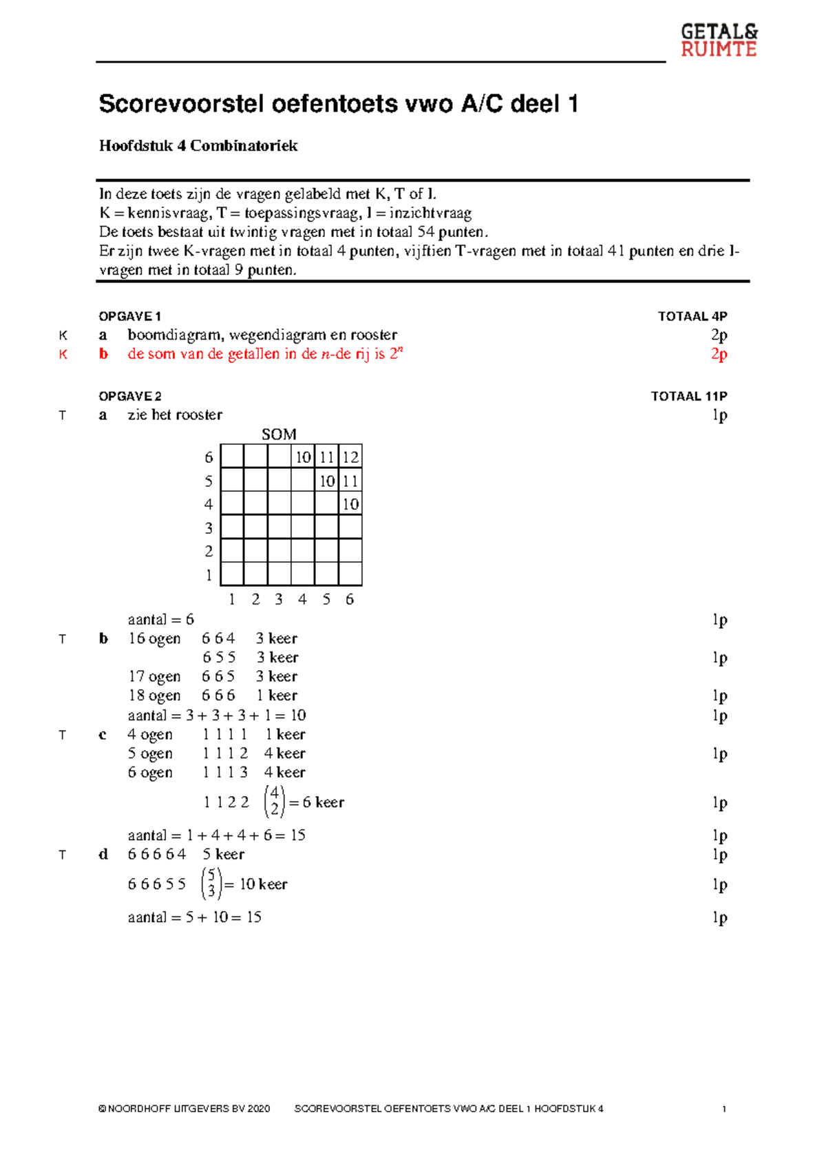 GR12 VAC1 H04 Oefentoets Scorevoorstel - Hoofdstuk 4 Combinatoriek ...