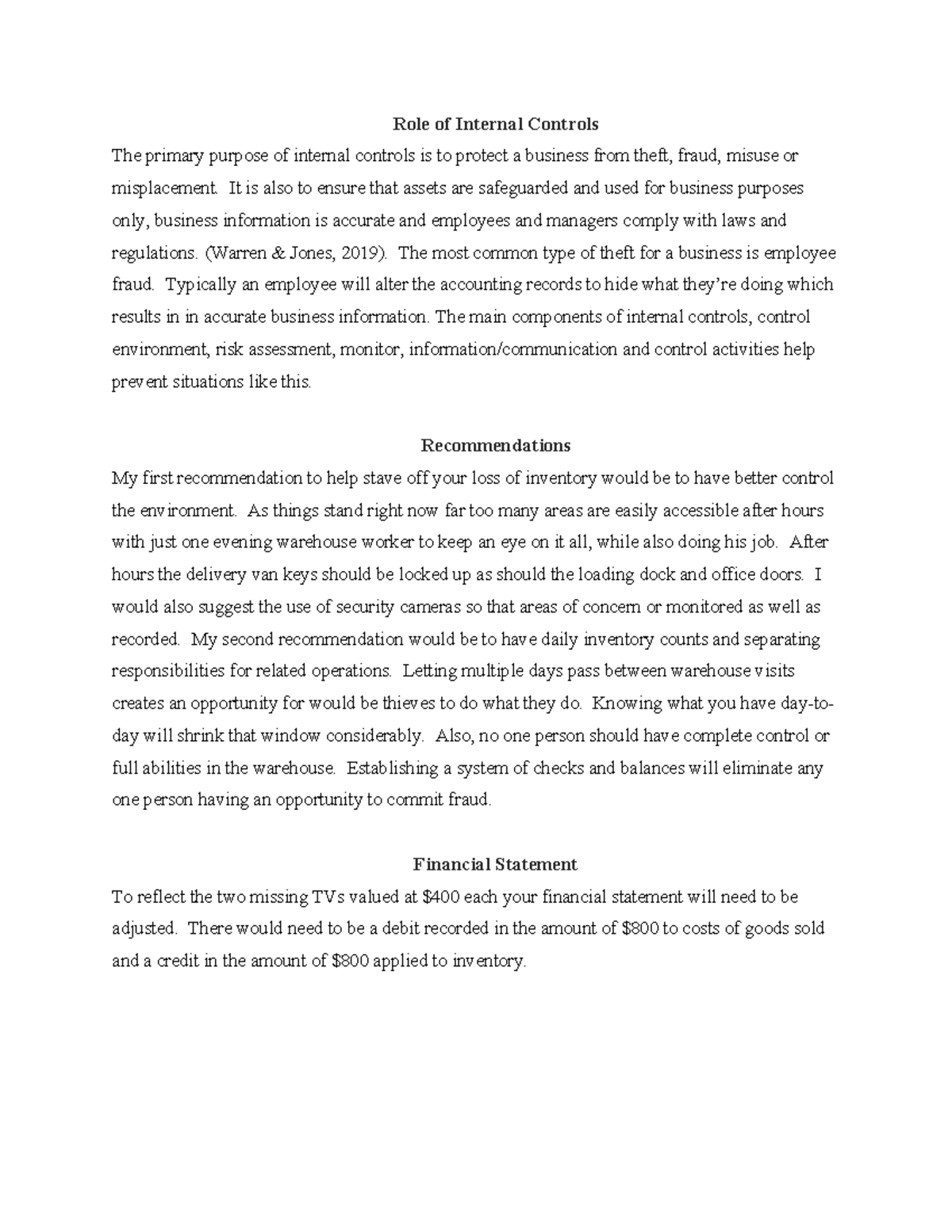 Module 4 Assignment: Enhancing Internal Control Measures - Studocu