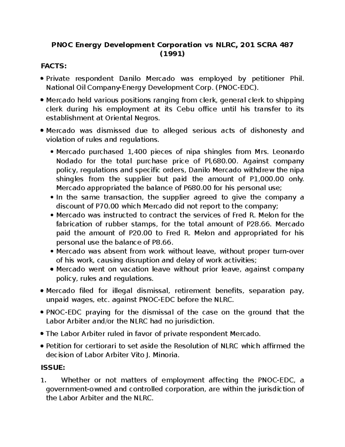 186043827 PNOC-EDC vs NLRC: Jurisdiction & Dismissal Ruling Analysis ...