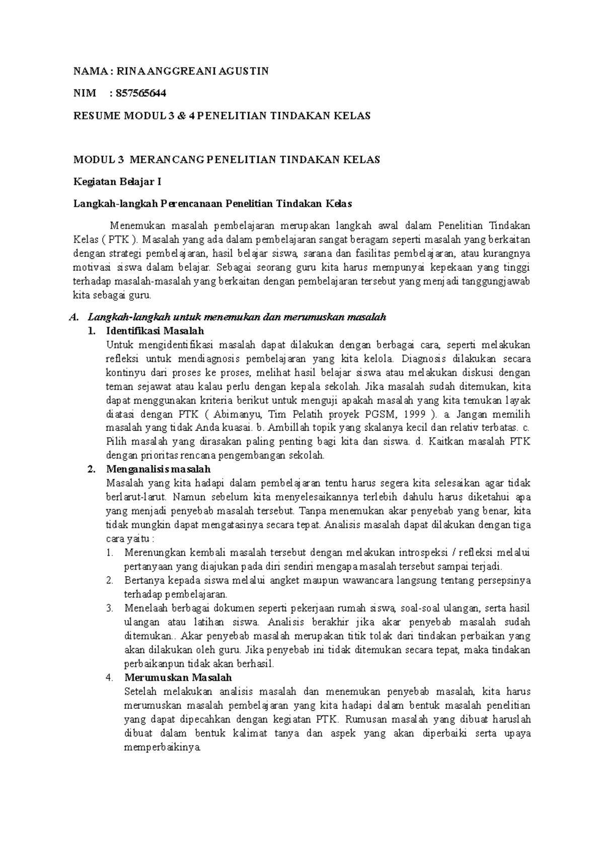 Resume ptk modul 3 & 4 - NAMA : RINA ANGGREANI AGUSTIN NIM : 857565644 ...