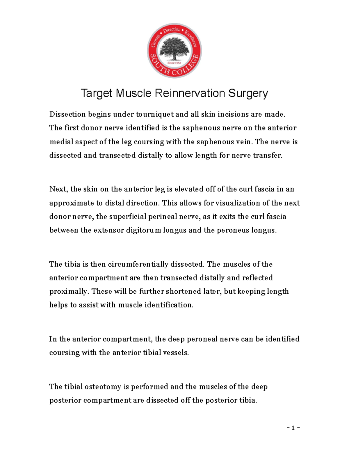 Target Muscle Reinnervation Surgery Dissection Techniques - Studocu