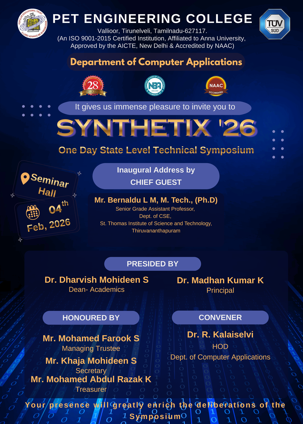 SYNTHETIX 2023: One Day Technical Symposium Invitation - Studocu