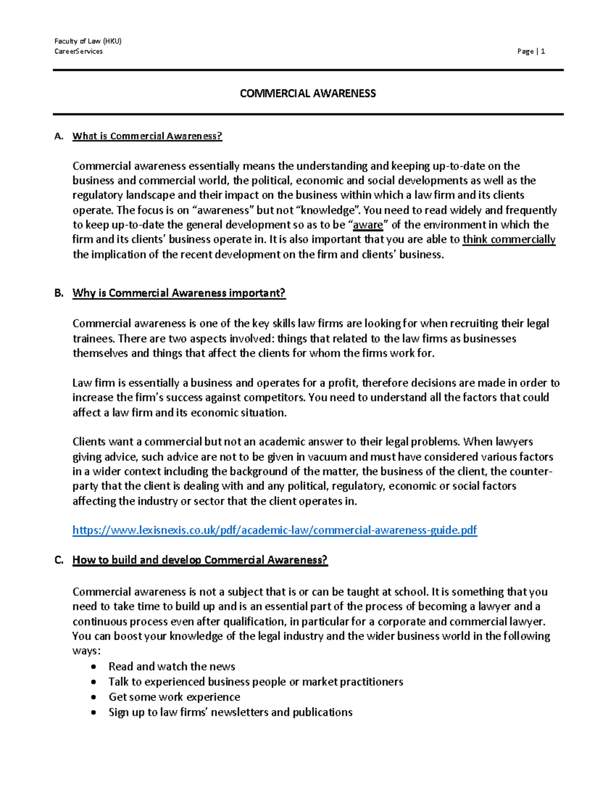 Commercial Awareness for Law Students (HKU) - Essential Insights - Studocu