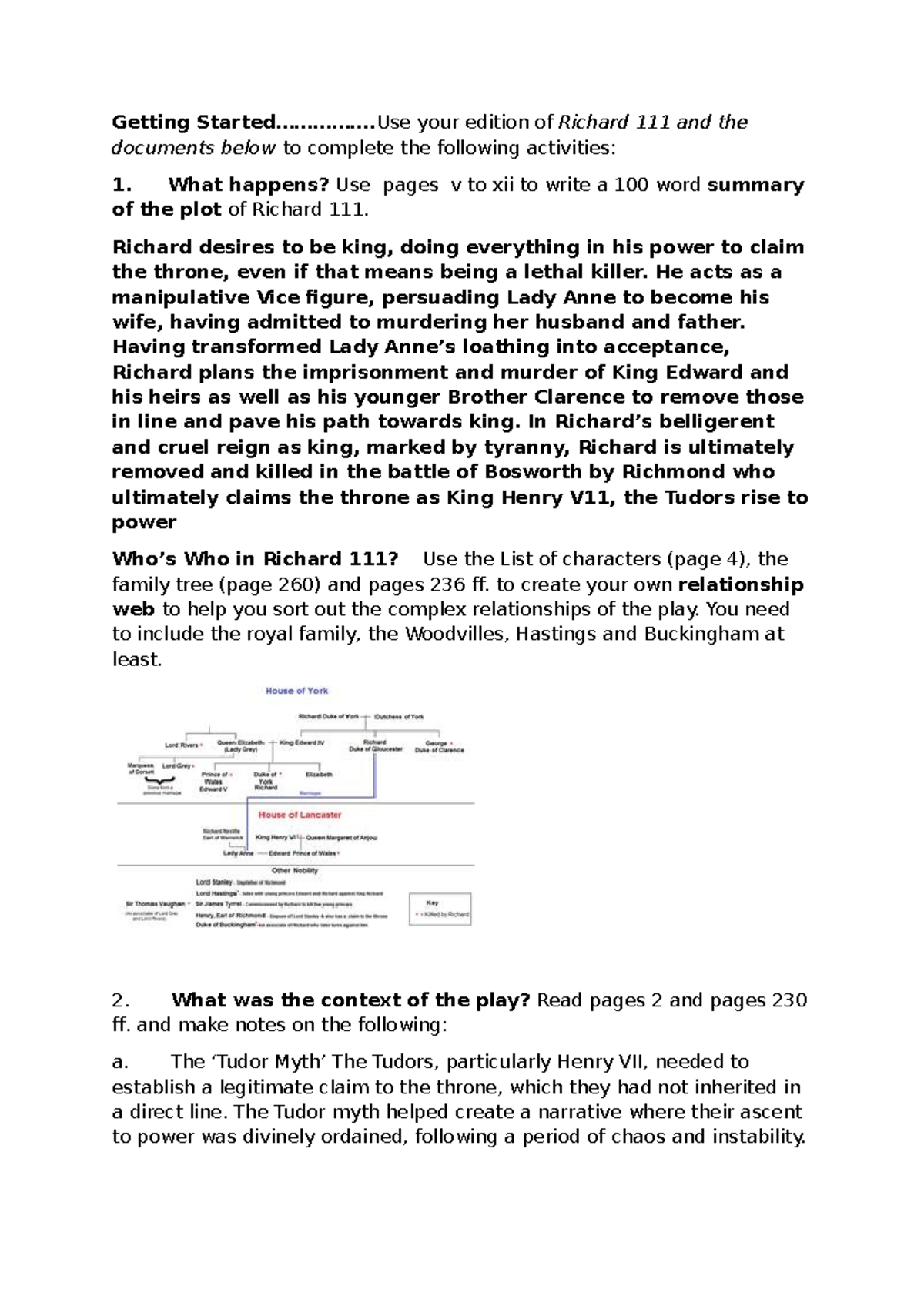 Context Notes on Richard III (ENG 101) - Studocu