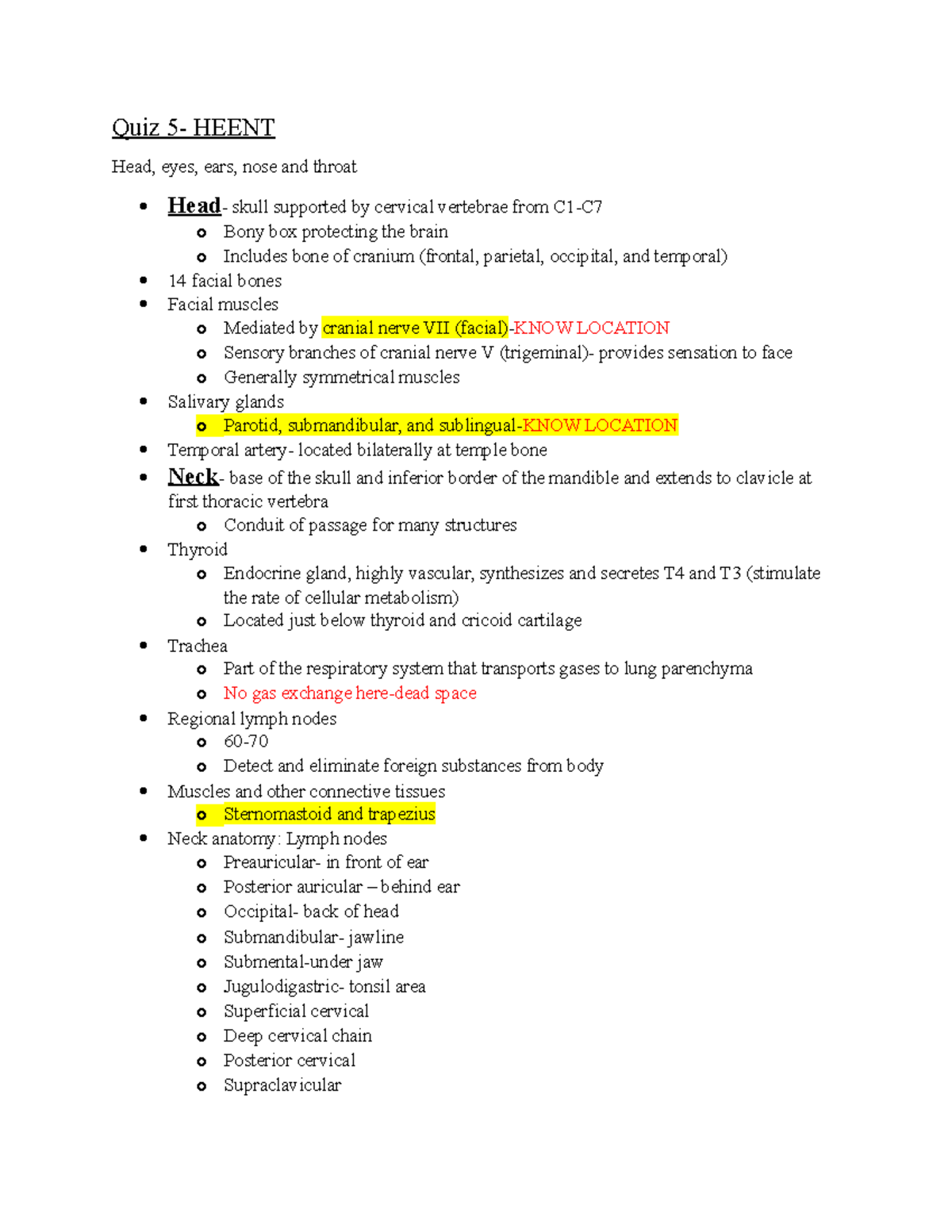 Quiz 5 HEENT Notes - Comprehensive Study on Head, Eyes, Ears, Nose, and ...
