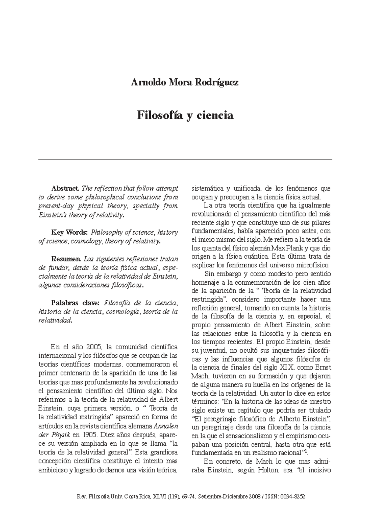 Filosofía y Ciencia: Reflexiones sobre la Teoría de la Relatividad ...