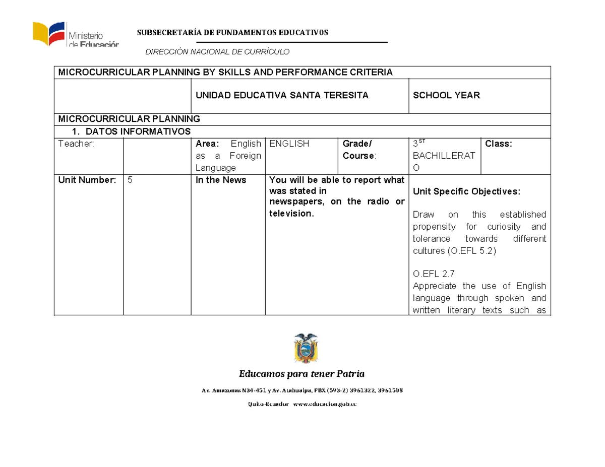 Unit Plan 4: English Language Skills and Cultural Awareness Activities ...