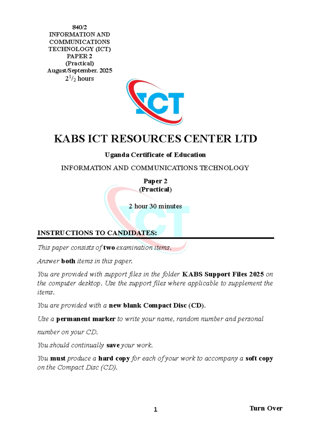 KABS UCE MOCK 2025: ICT Paper 2 (Practical) Exam Guide - Studocu