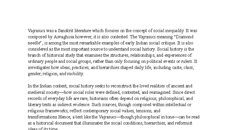 Vajrasuci: A Critical Examination of Caste Discrimination in Early ...