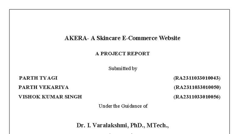 21CSE391P User Interface Design: Akera Health Skincare Website Report ...