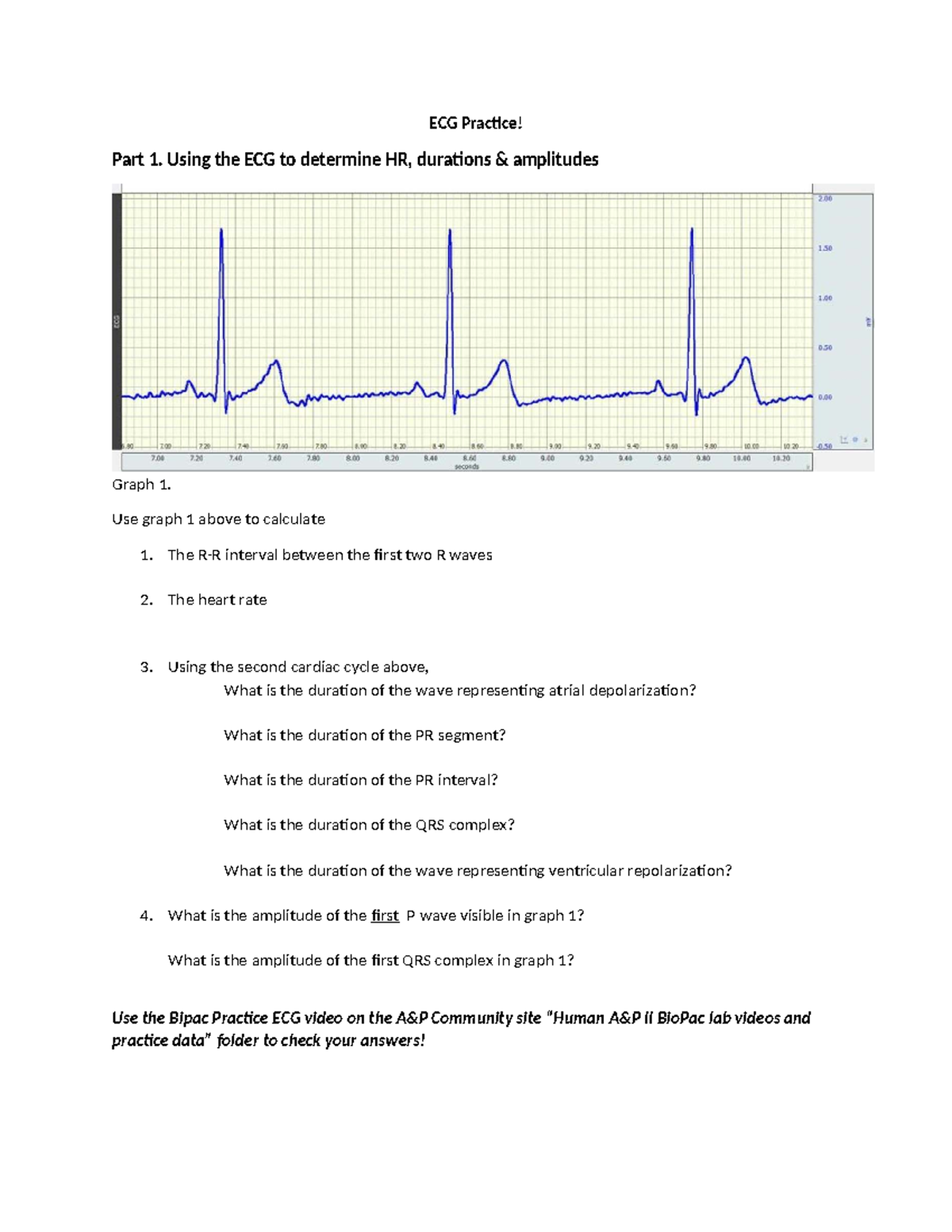 Bb ECG Practice: Analyzing Heart Rate & Wave Durations - Studocu