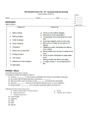 Lesson plan - Subject: TLE Cookery Grade Level: Grade 10 Objective: .4 ...