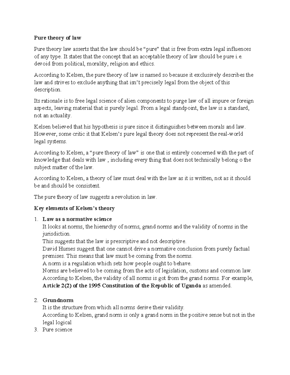 Kelsen's Pure Theory of Law: An In-Depth Analysis - Studocu