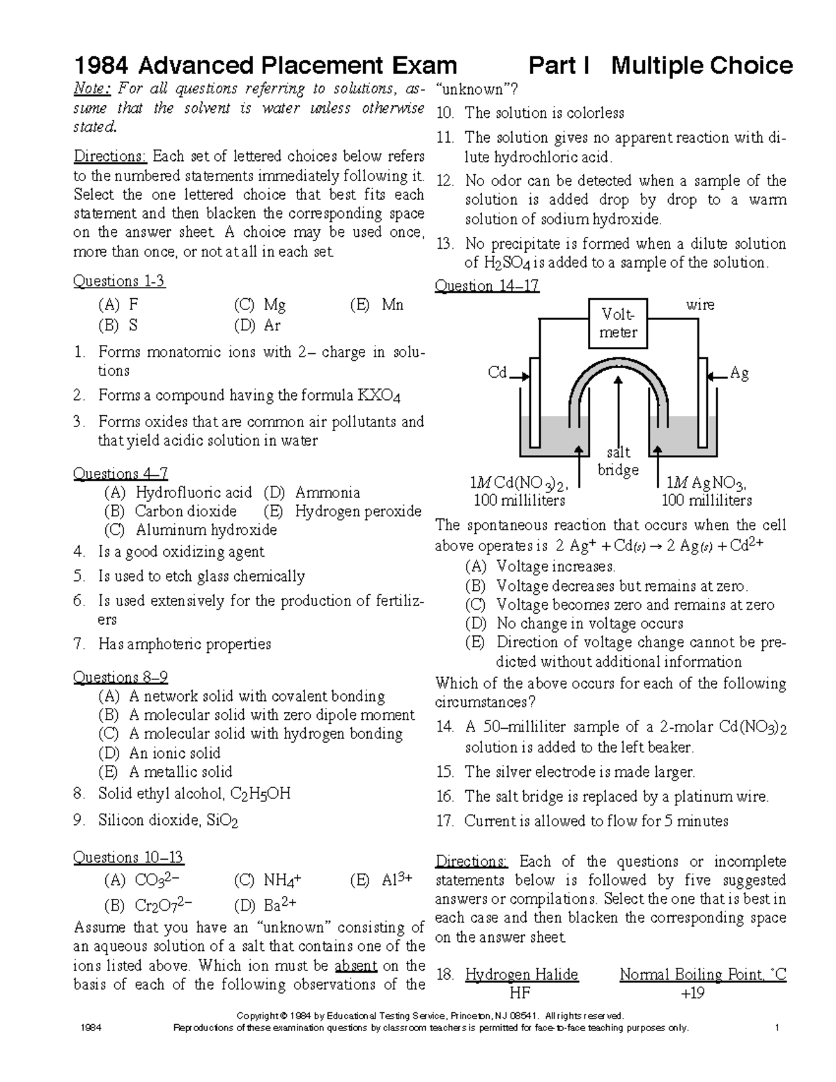 1984 AP Exam Multiple Choice Questions Analysis and Solutions - Studocu