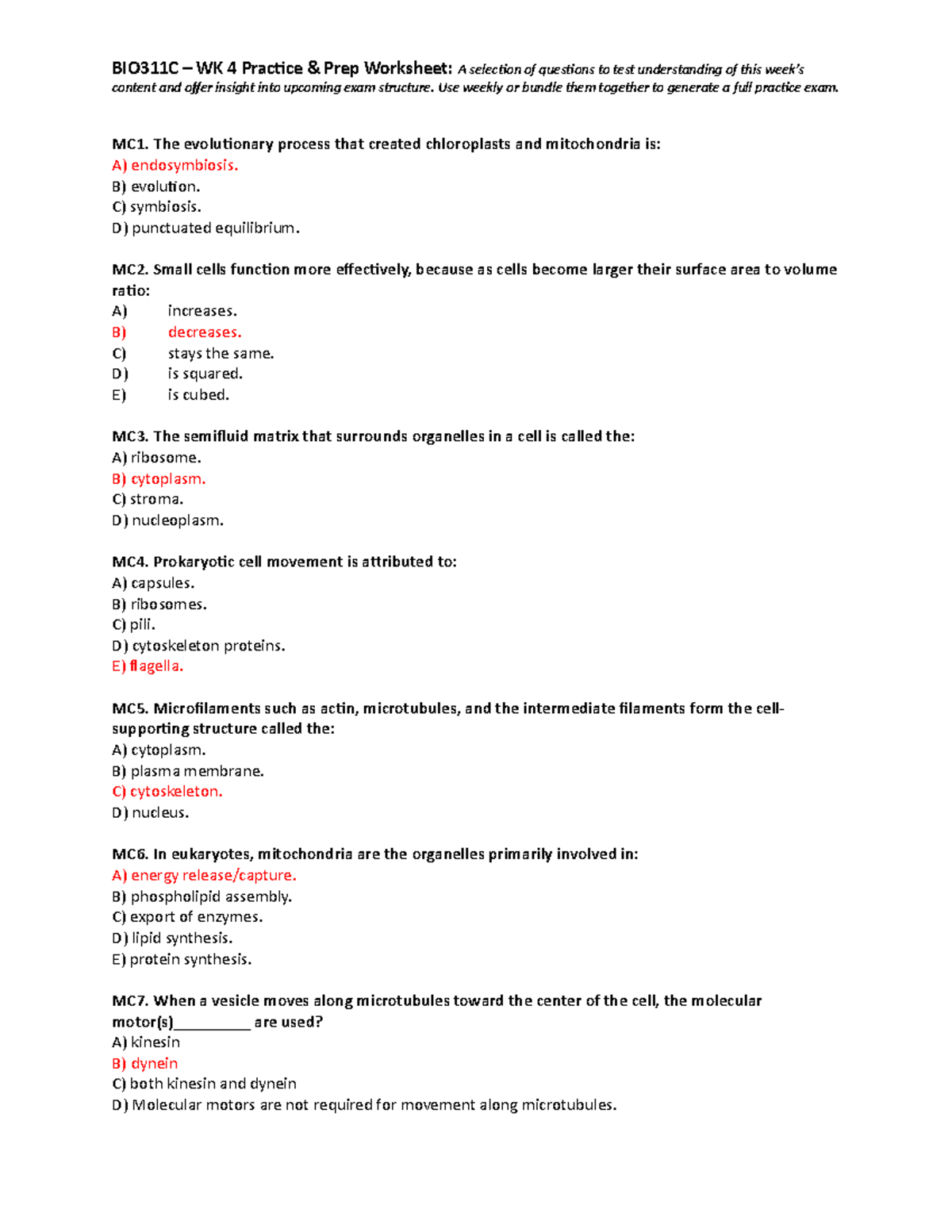 BIO311C WK 4 Practice & Prep Worksheet: Exam Review Questions - Studocu