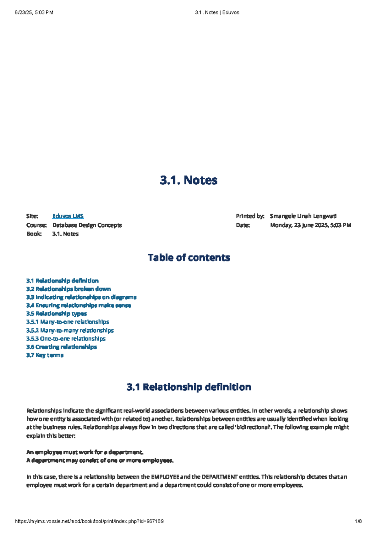 Database Design Concepts: Understanding Entity Relationships (3.1 Notes ...