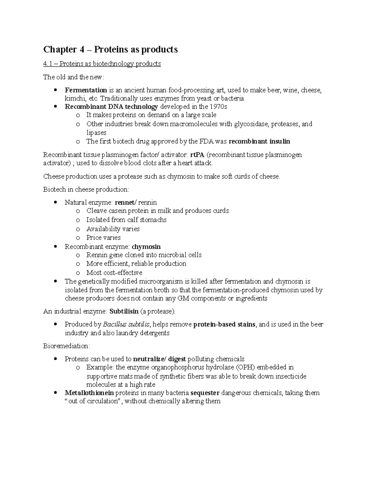 Proteins in Biotechnology: Lecture Notes (Chapter 4) - Studocu