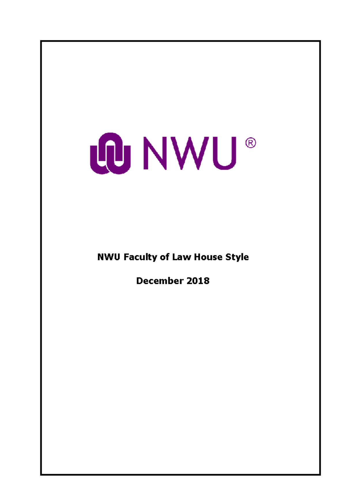 NWU Law Faculty House Style Referencing Guidelines (Dec 2018) - Studocu