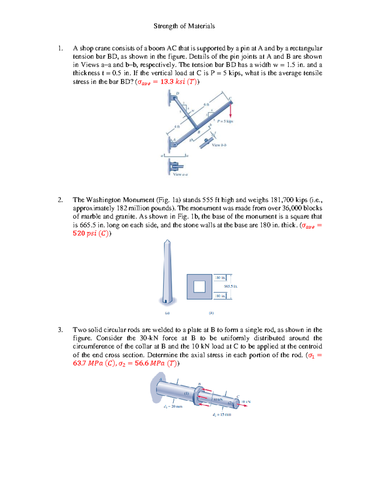 Lakas ng Materyales (Strength of Materials) - Practice Problems & Solutions - Studocu