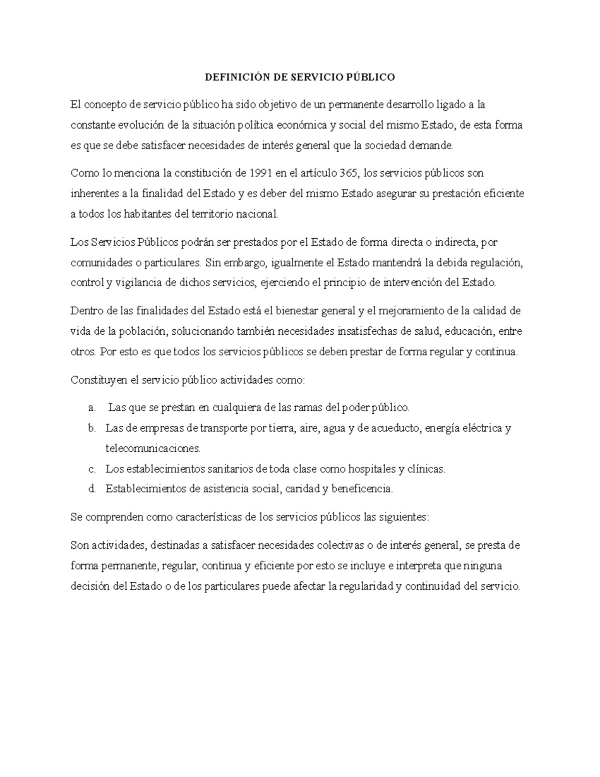 Definición de Servicio Público: Conceptos y Características Clave - Studocu
