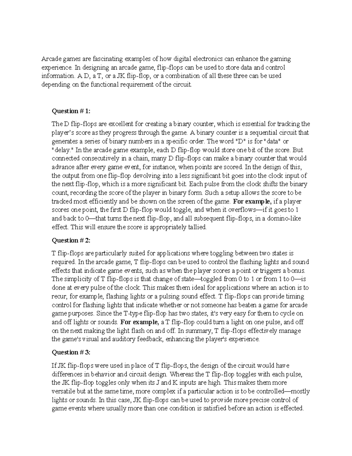 Arcade Game Flip-Flop Applications Discussion Unit 3 DE - Studocu