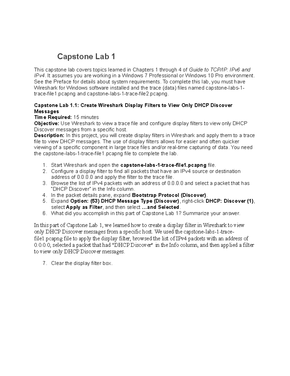 M04 Midterm Capstone Lab 1 & 2: Wireshark Display Filters Overview - Studocu