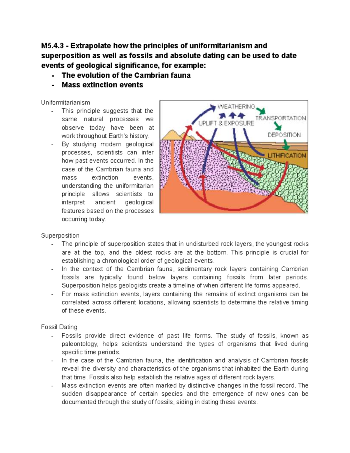 M5.4.3 - Dating Geological Events: Uniformitarianism, Superposition ...
