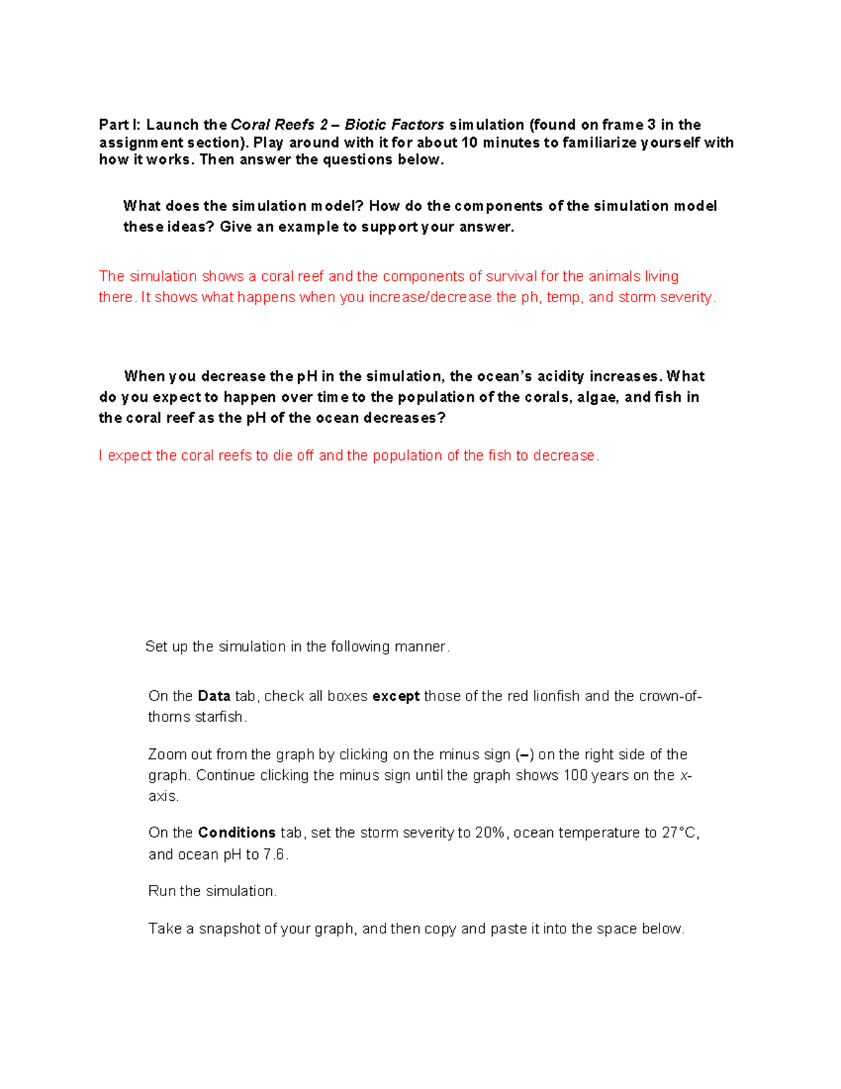 Coral Reef Project Simulation and Human Impact Study - Biotic Factors ...