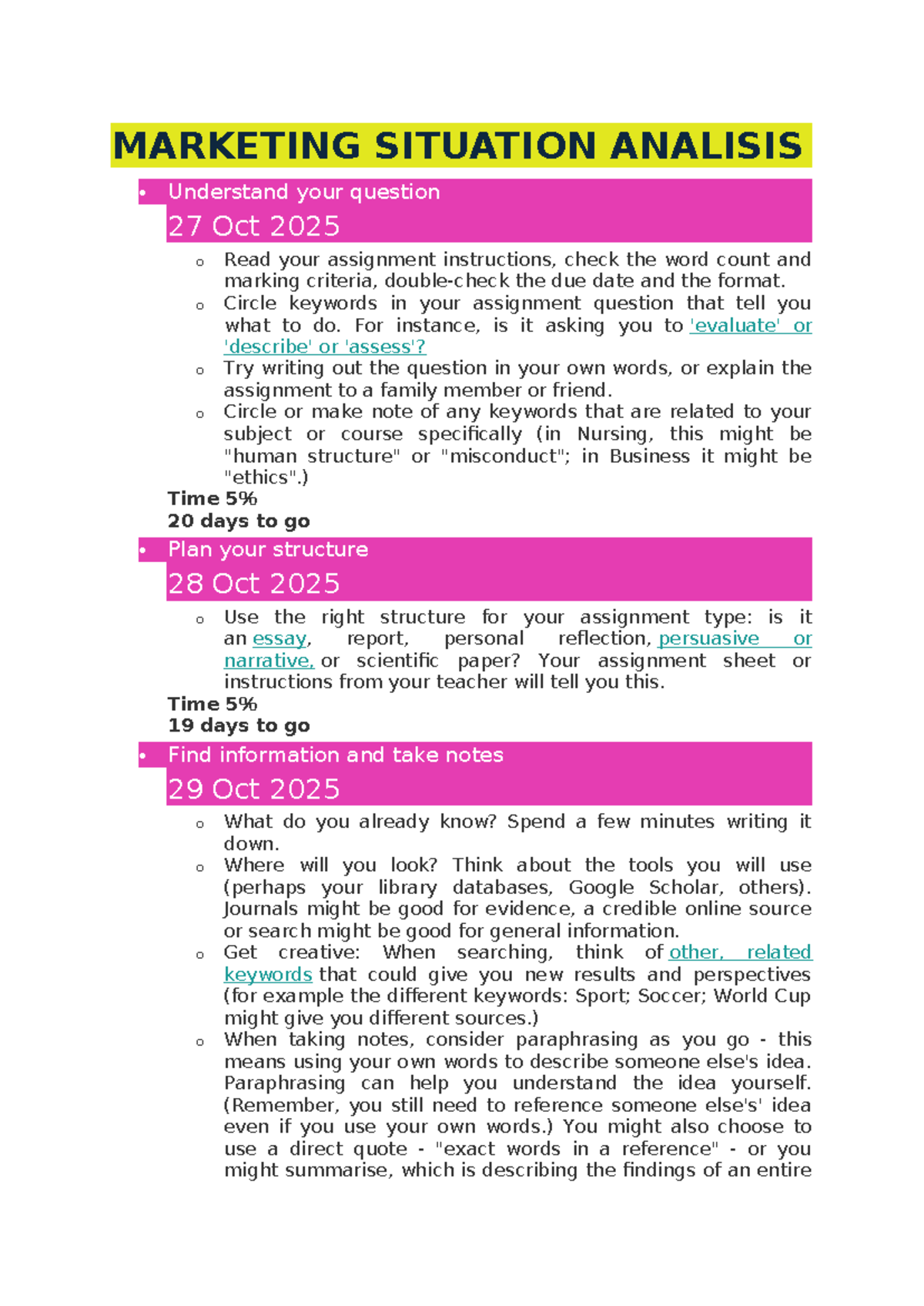 MARKETING SITUATION ANALYSIS & STUDY PLAN (2025) - Studocu
