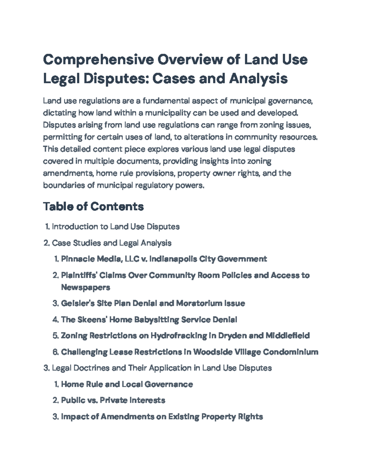 Legal Analysis of Land Use Disputes: Cases, Challenges, and Context ...