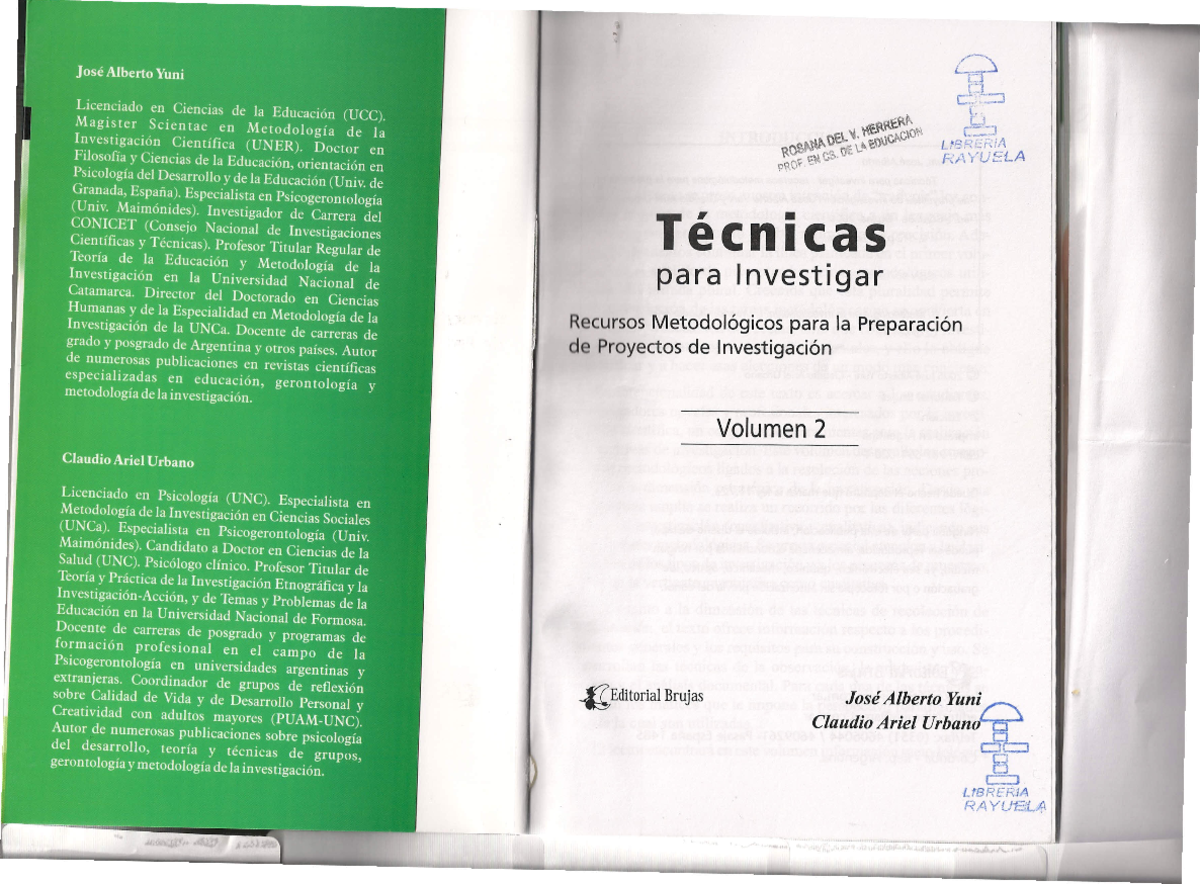 Técnicas Metodológicas para Investigar - Vol. 2 / Yuni & Urbano - Studocu
