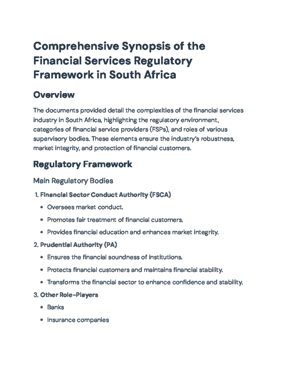 Overview of FAIS Act & FSP Categories: Module 1 Insights - Studocu