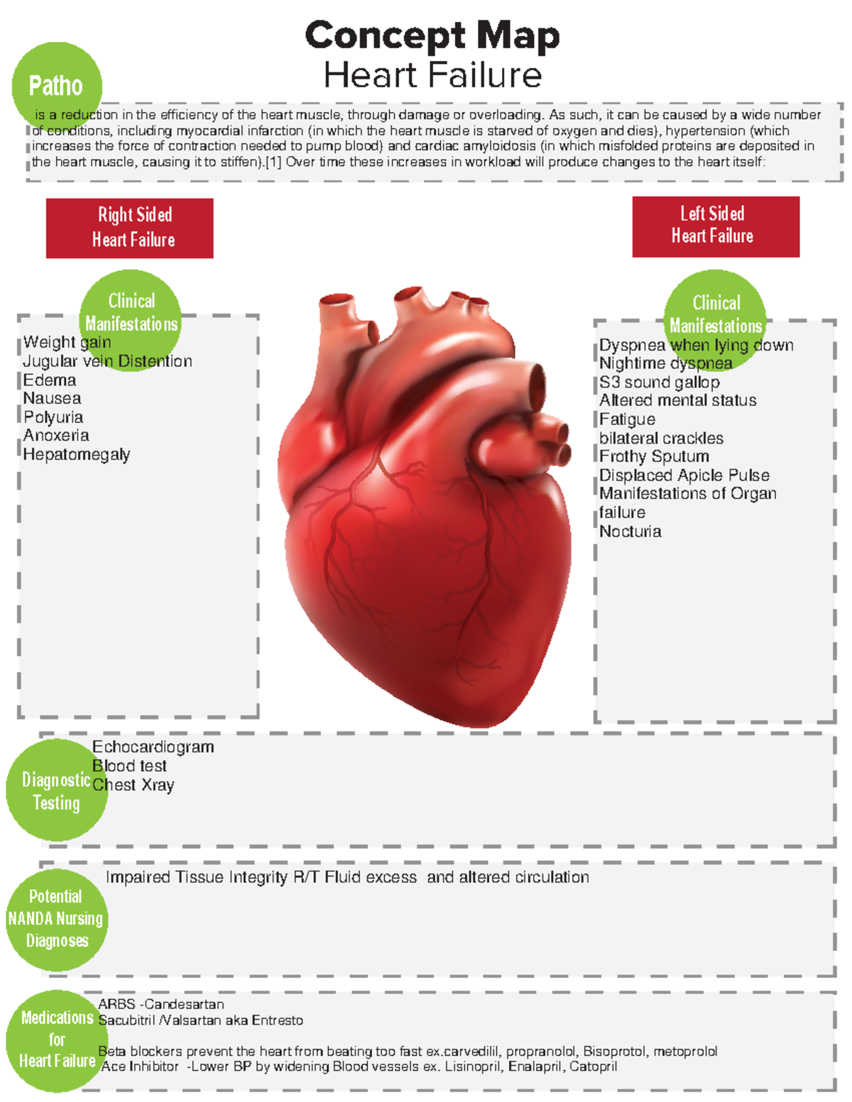 Heart Map with definitions - NUR 2092 - Right Side Heart Failure ...