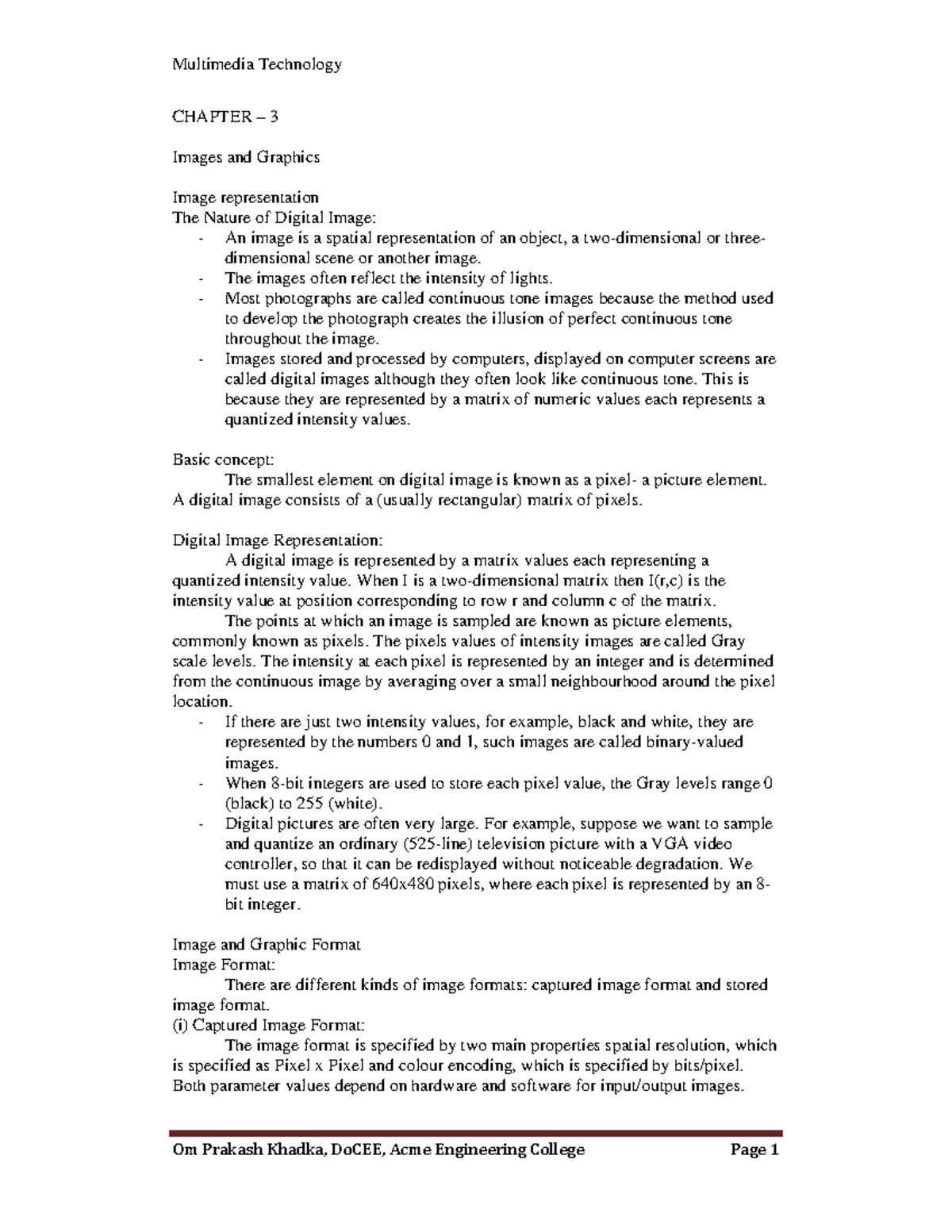 Multimedia Technology CHAPTER 3: Insights on Images and Graphics - Studocu