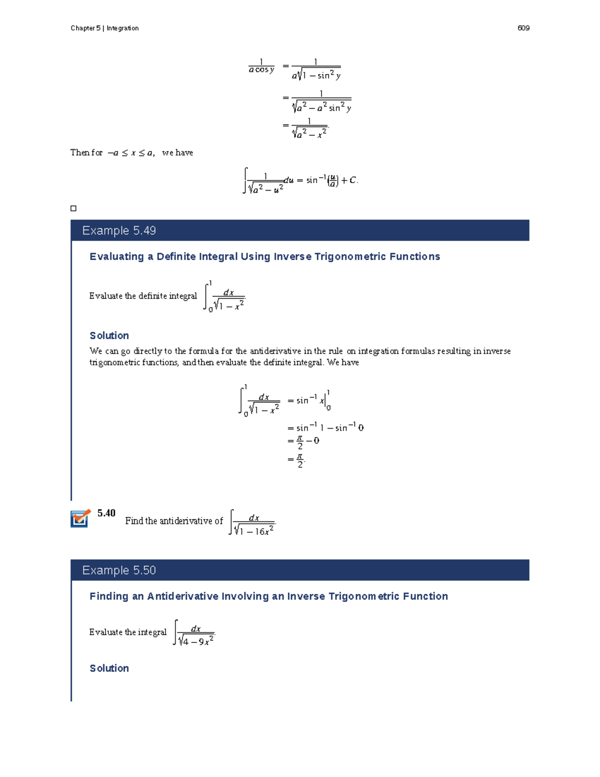 Chapter 5: Integration Techniques in Calculus 609 - Studocu