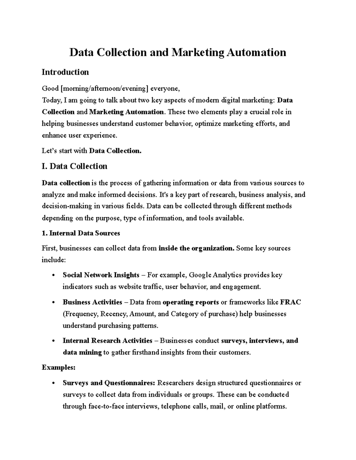 Data Collection & Marketing Automation Overview for Digital Marketing ...
