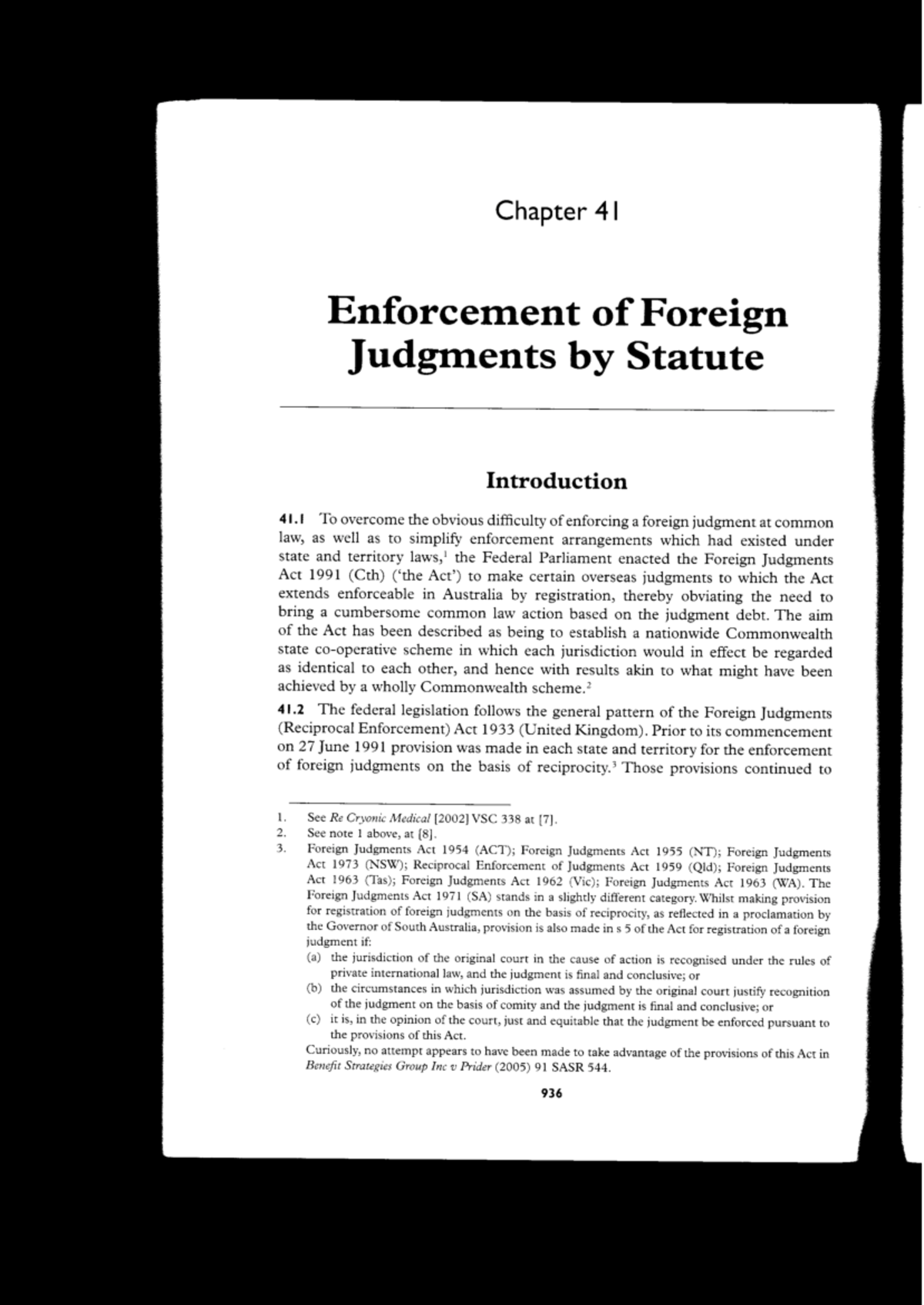 Nygh's Ch 41 & 42: Enforcement of Foreign Judgments Overview - Studocu