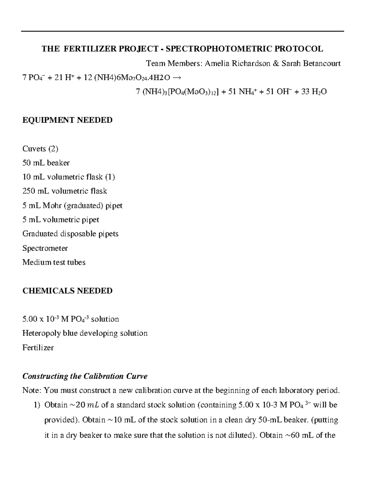 Experiment 25: Spectrophotometric Protocol for Fertilizer Analysis ...