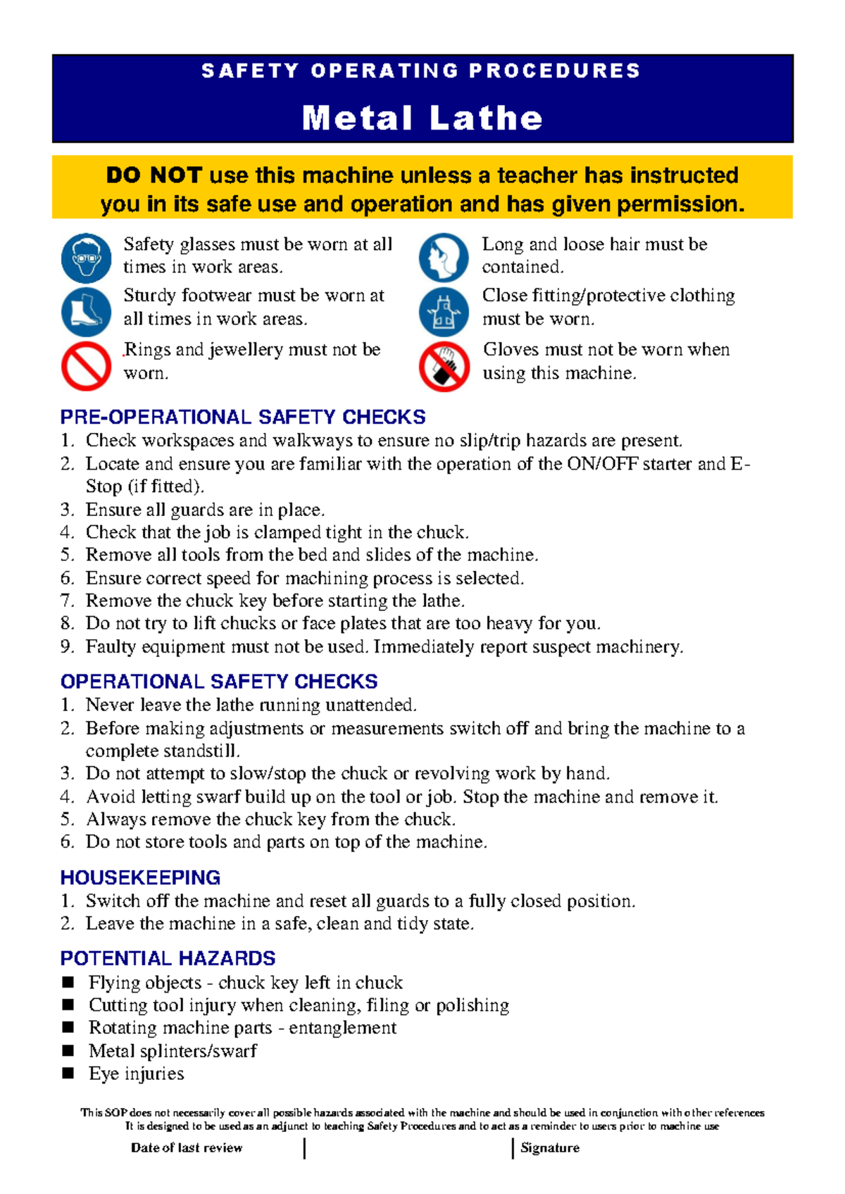 Machine Lab Safety Procedures for Metal Lathe Operation - Studocu