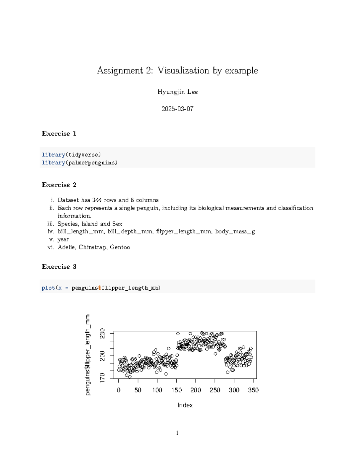 Assignment 2: Penguins Visualization with R (Data Analysis) - Studocu