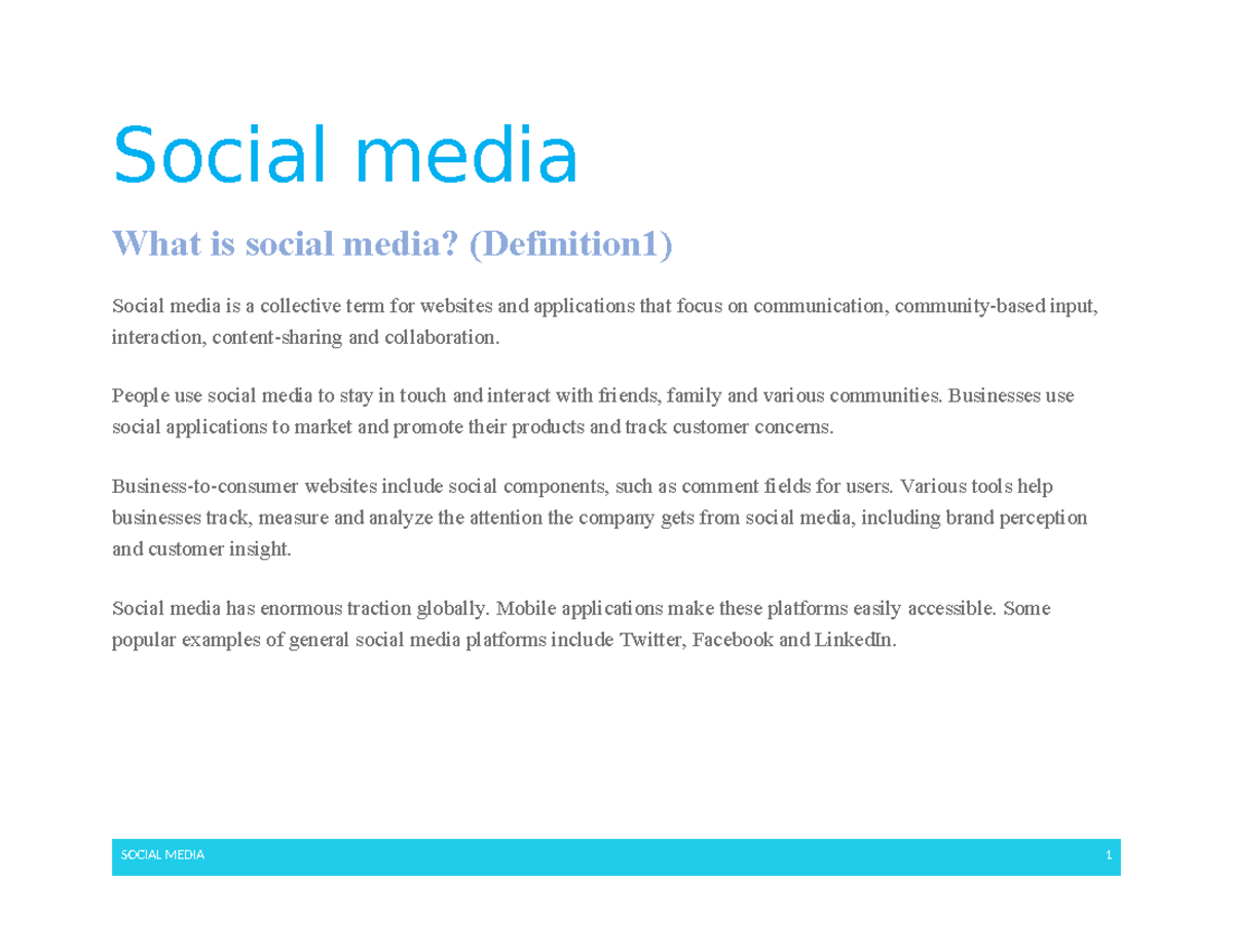 Project 5 - Social Media Overview and Business Applications - Studocu