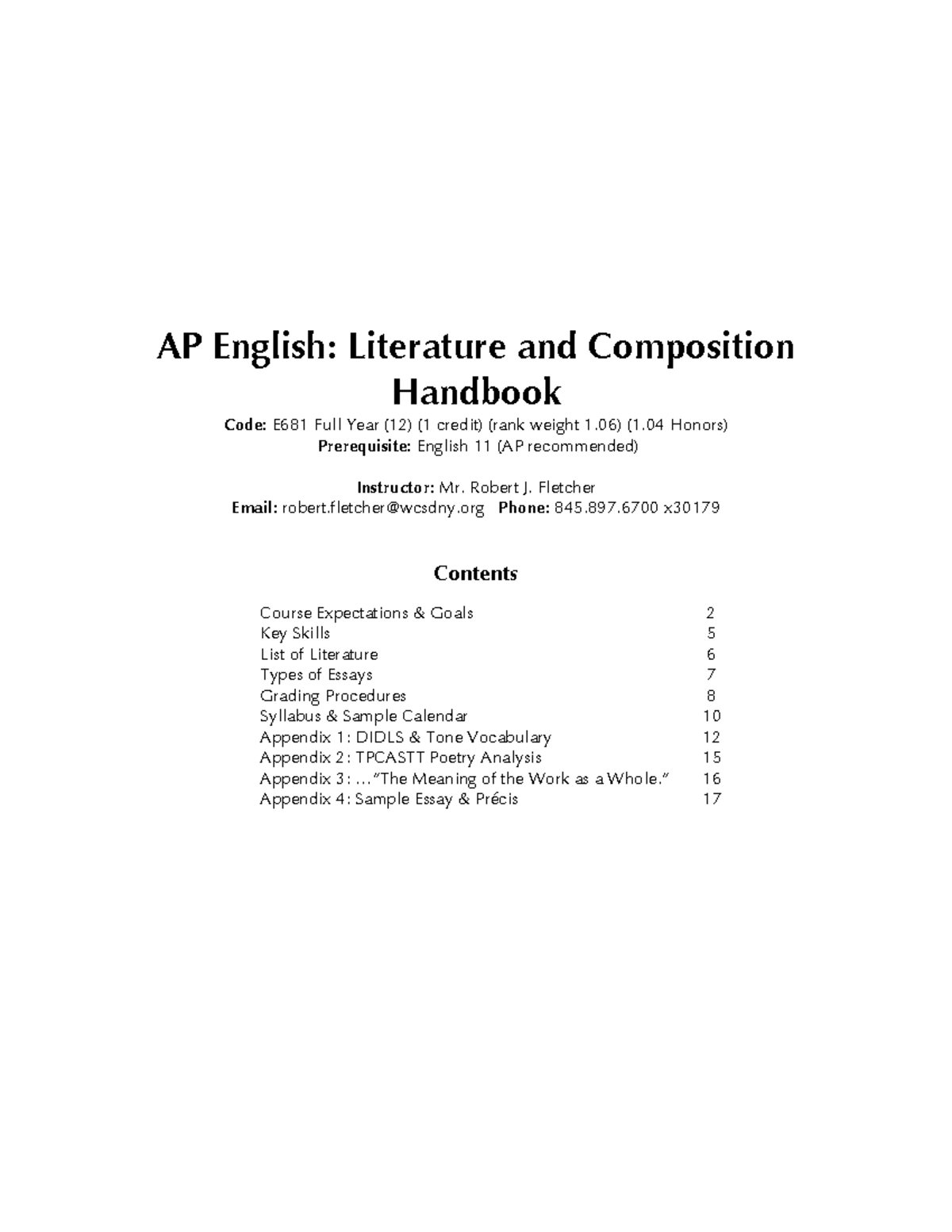 AP English E681: Literature & Composition Handbook Overview - Studocu
