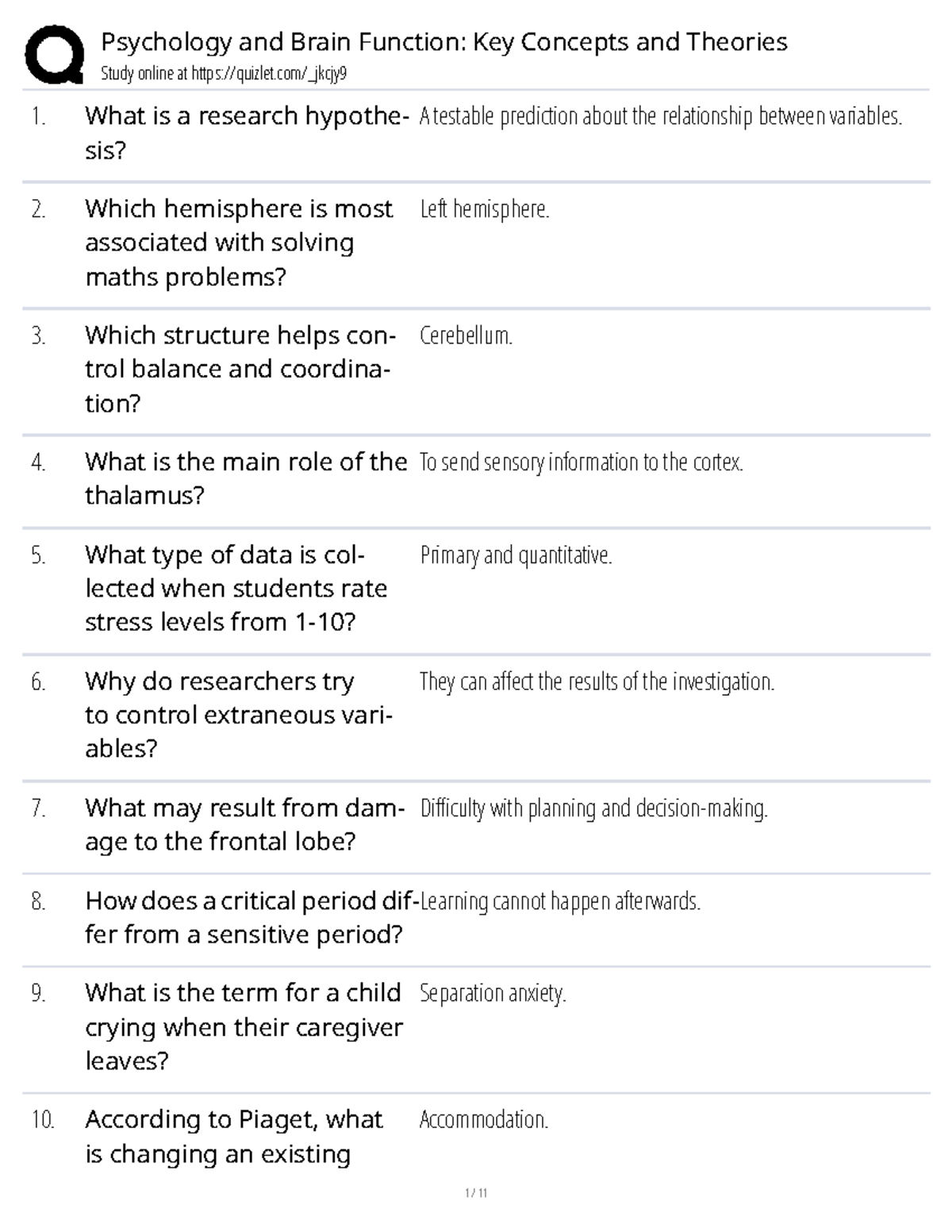 Psychology 101: Key Concepts and Theories Study Guide - Studocu
