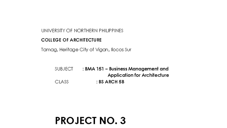 BMA 151 Project #3: Business Structure for Future Architecture Firm ...