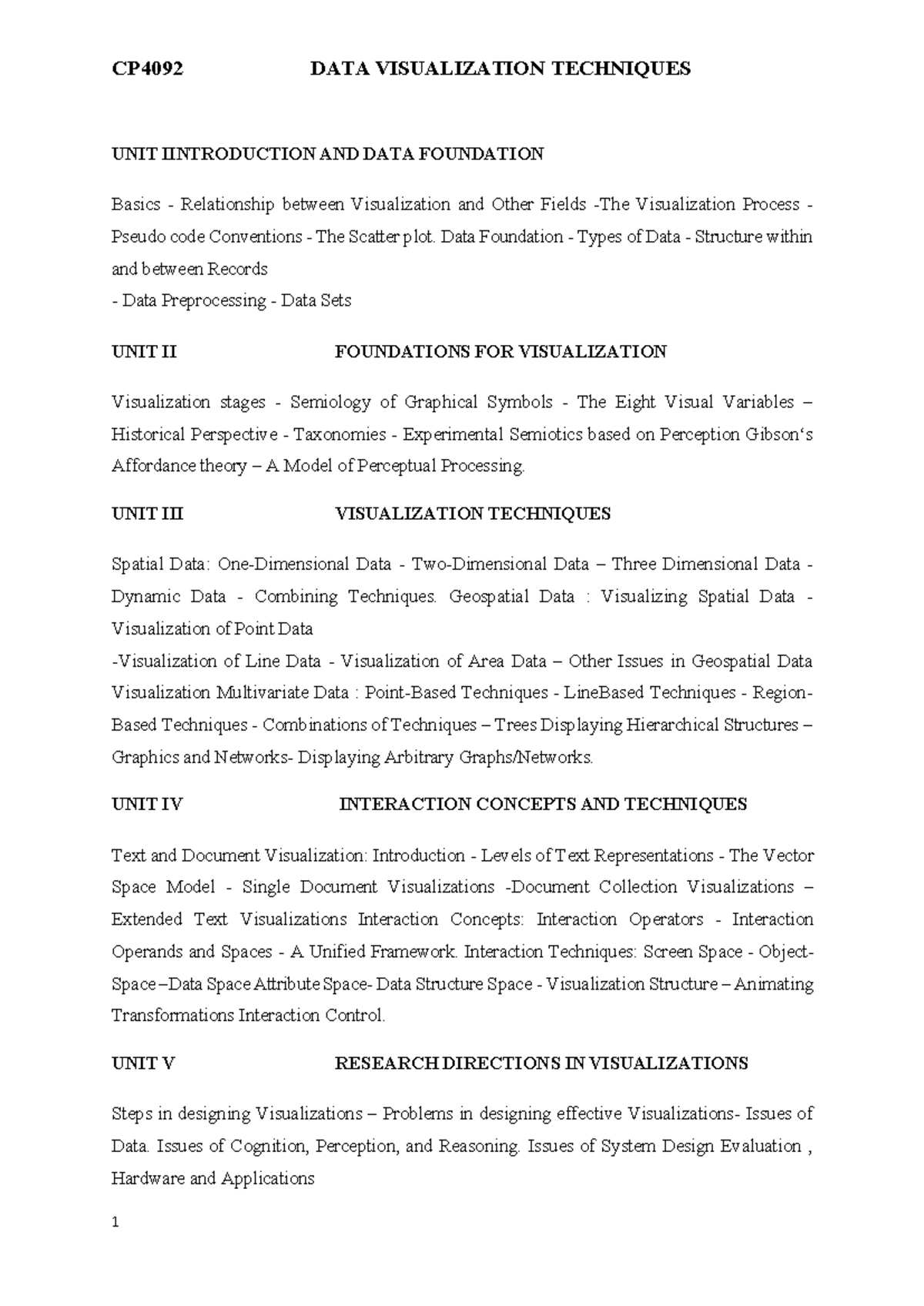 CP4092 DATA VISUALIZATION TECHNIQUES SYLLABUS OVERVIEW - Studocu