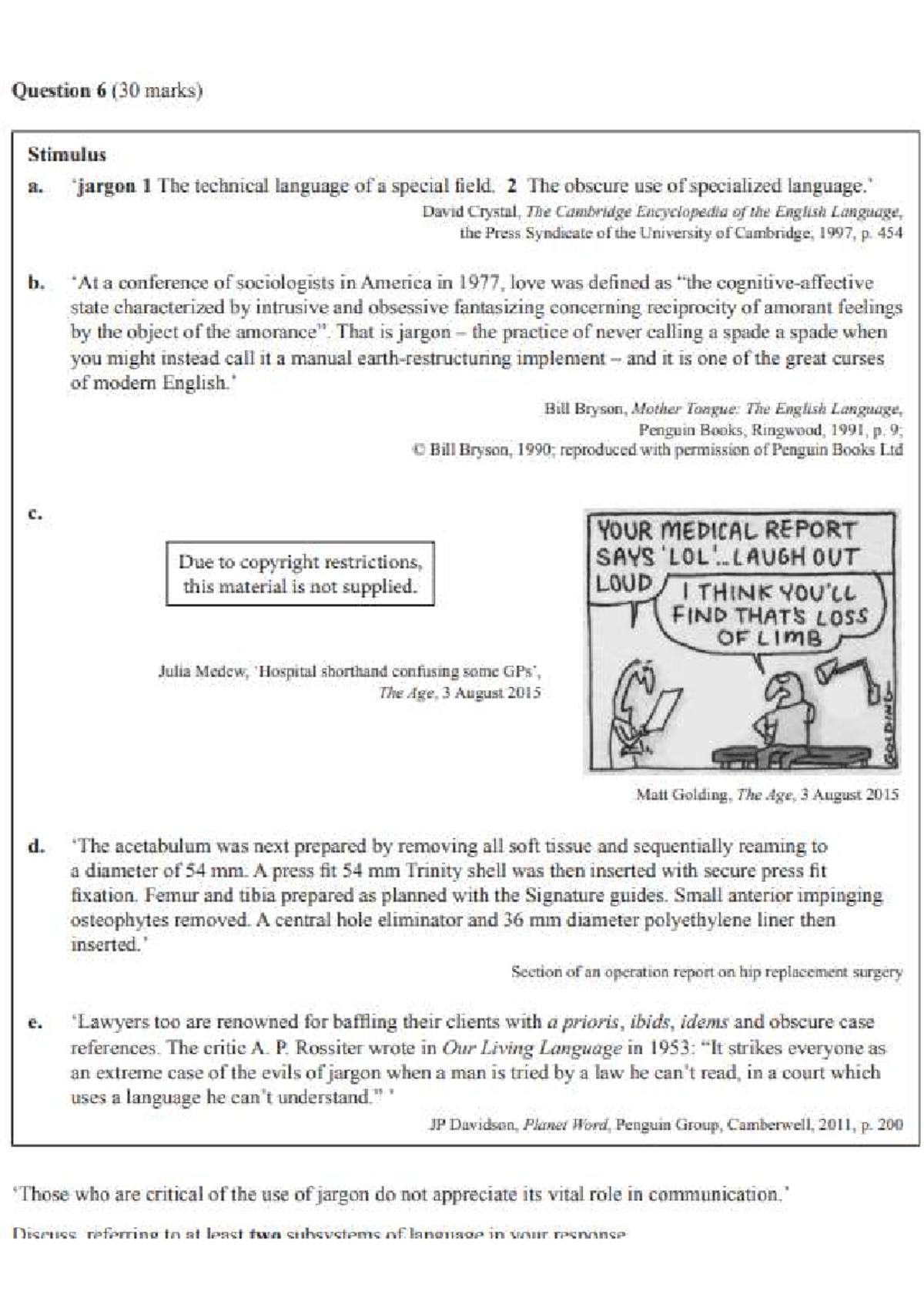 VCE English Language Exam Questions and Stimuli Analysis - Studocu