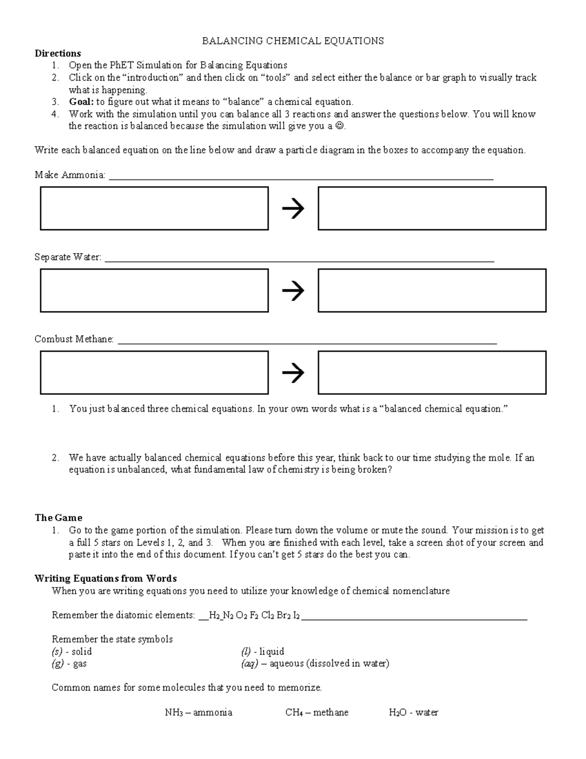 7.05a Types of Reactions & Balancing Equations Worksheet - Studocu