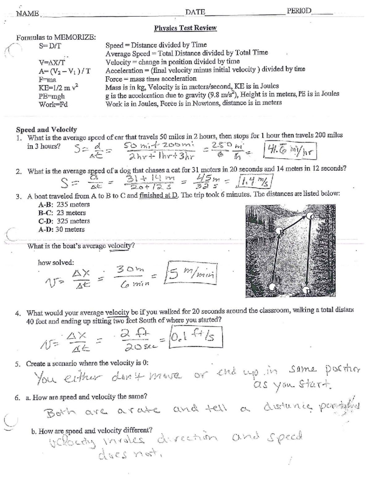 Physics Test Review Formulas and Concepts - Study Guide Key - Studocu