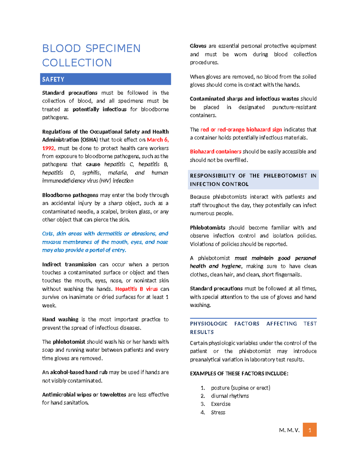Blood Specimen Collection: Midterm Study Guide - Studocu