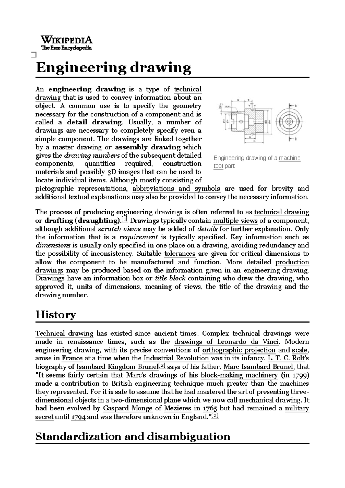 History of engineering drawing - Engineering drawing of a machine tool ...